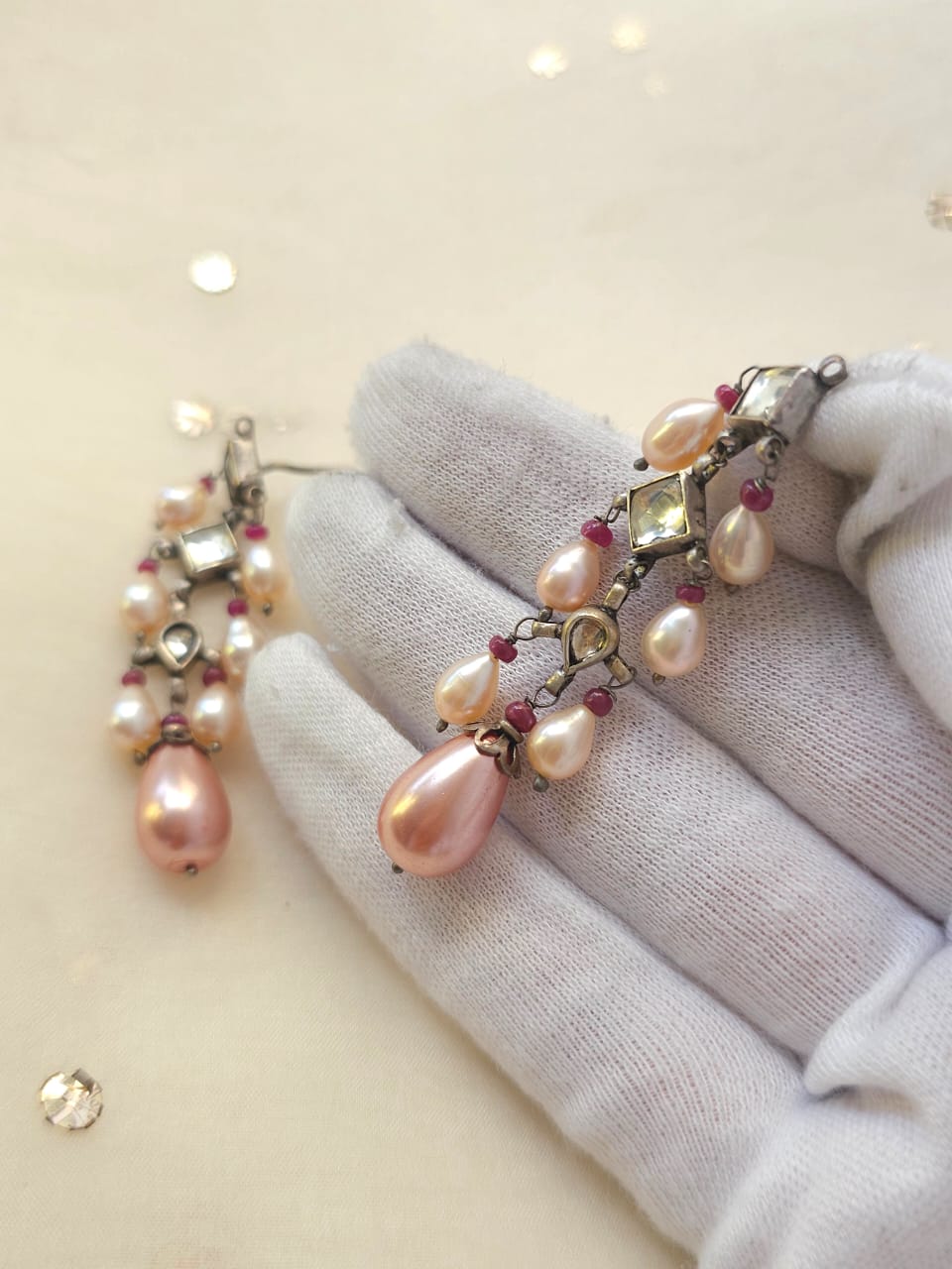 Pink pearl earrings – RACHNA GOYAL