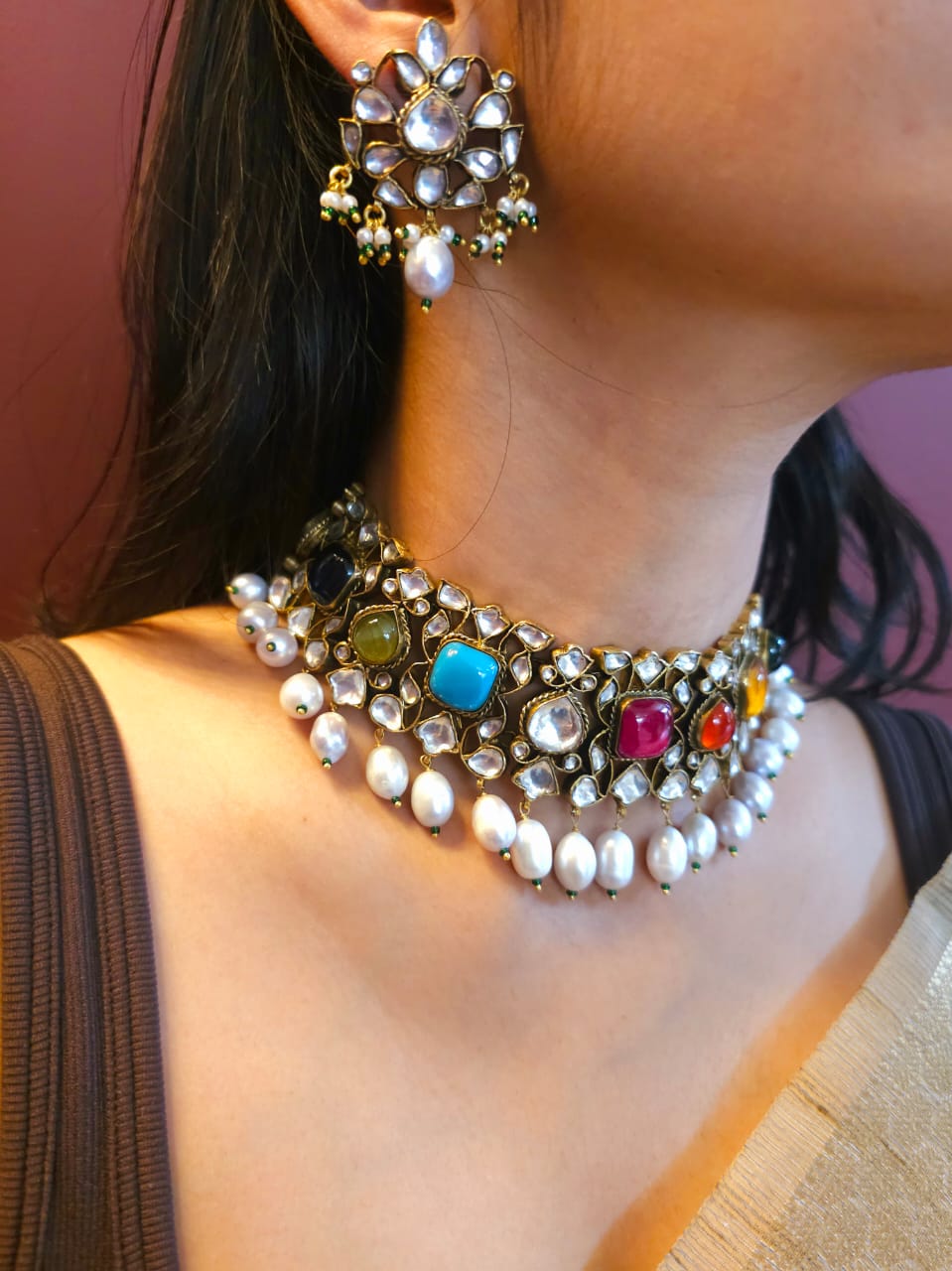 Navgraha pearl necklace set – RACHNA GOYAL