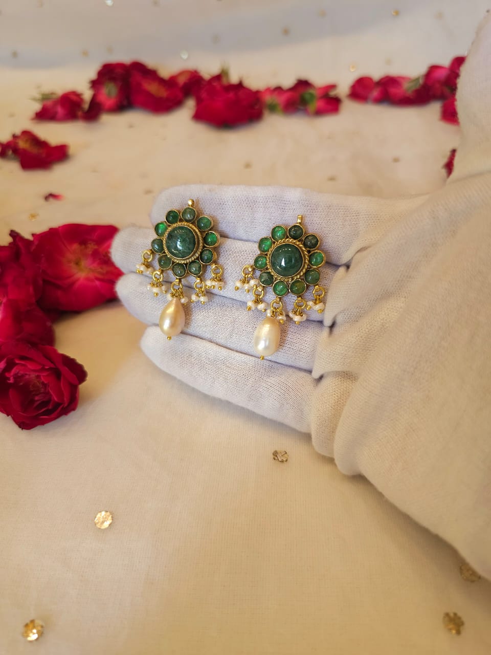 Falak phool pearl studs – RACHNA GOYAL